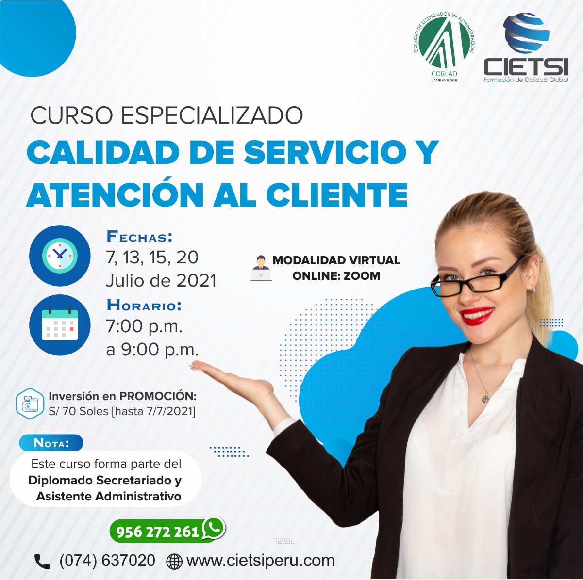 CURSO ESPECIALIZADO CALIDAD DE SERVICIO Y ATENCIÓN AL CLIENTE 2021